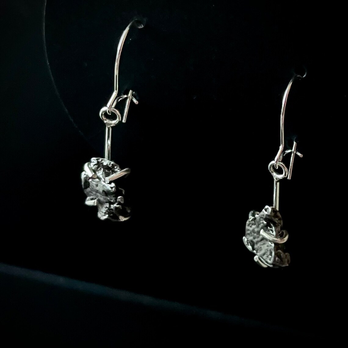 Meteorite Earrings in 925 Sterling Silver, Raw Campo Del Cielo ...