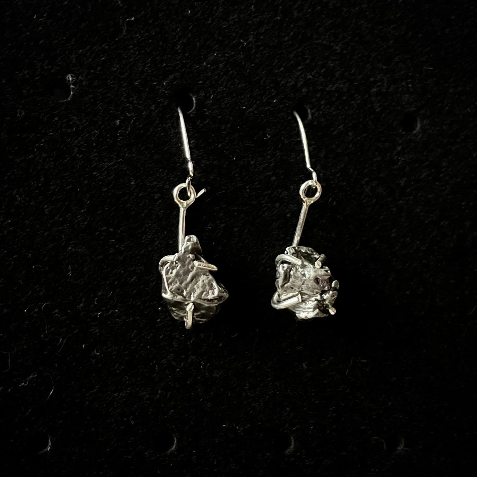 Meteorite Earrings in 925 Sterling Silver, Raw Campo Del Cielo ...