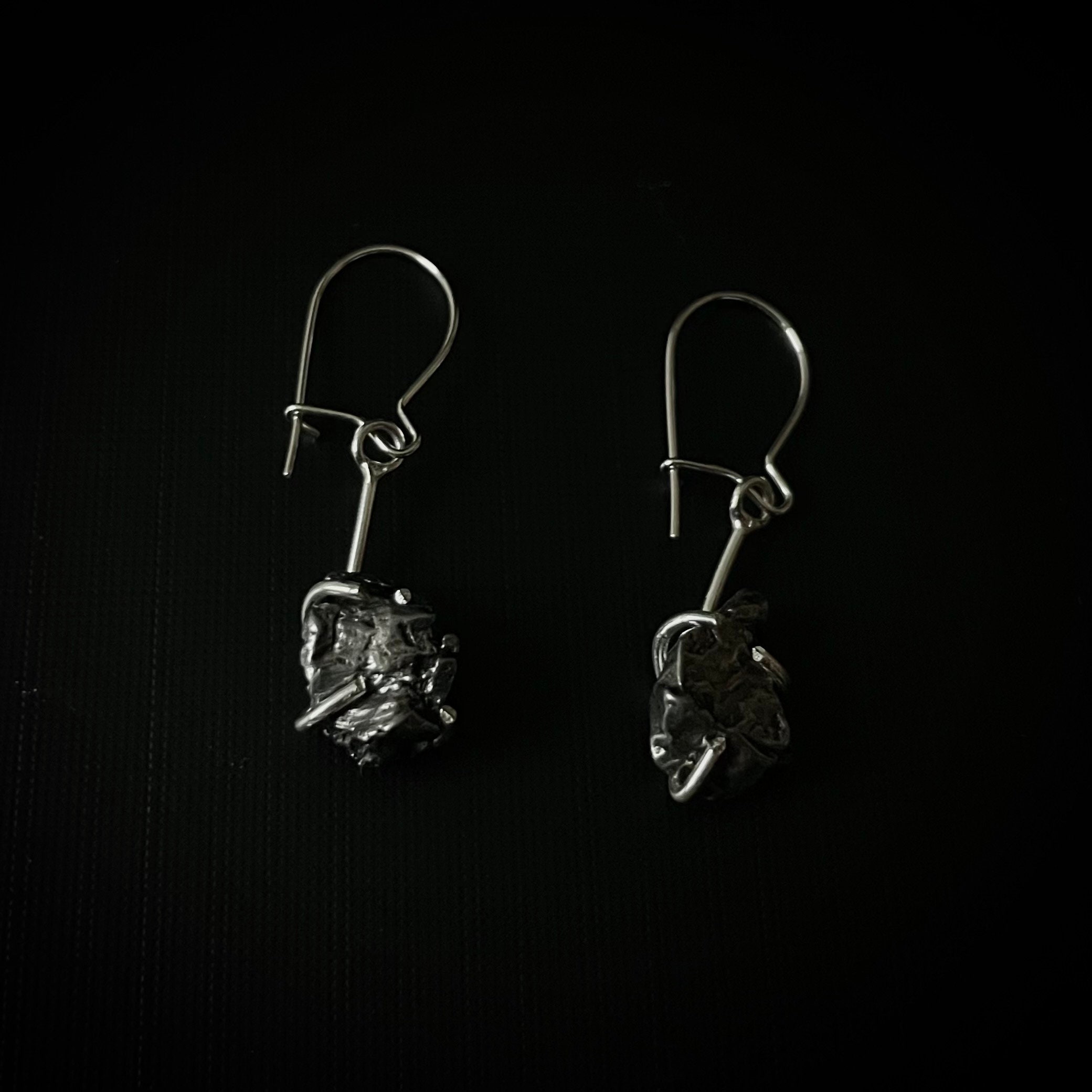 Meteorite Earrings in 925 Sterling Silver, Raw Campo Del Cielo ...