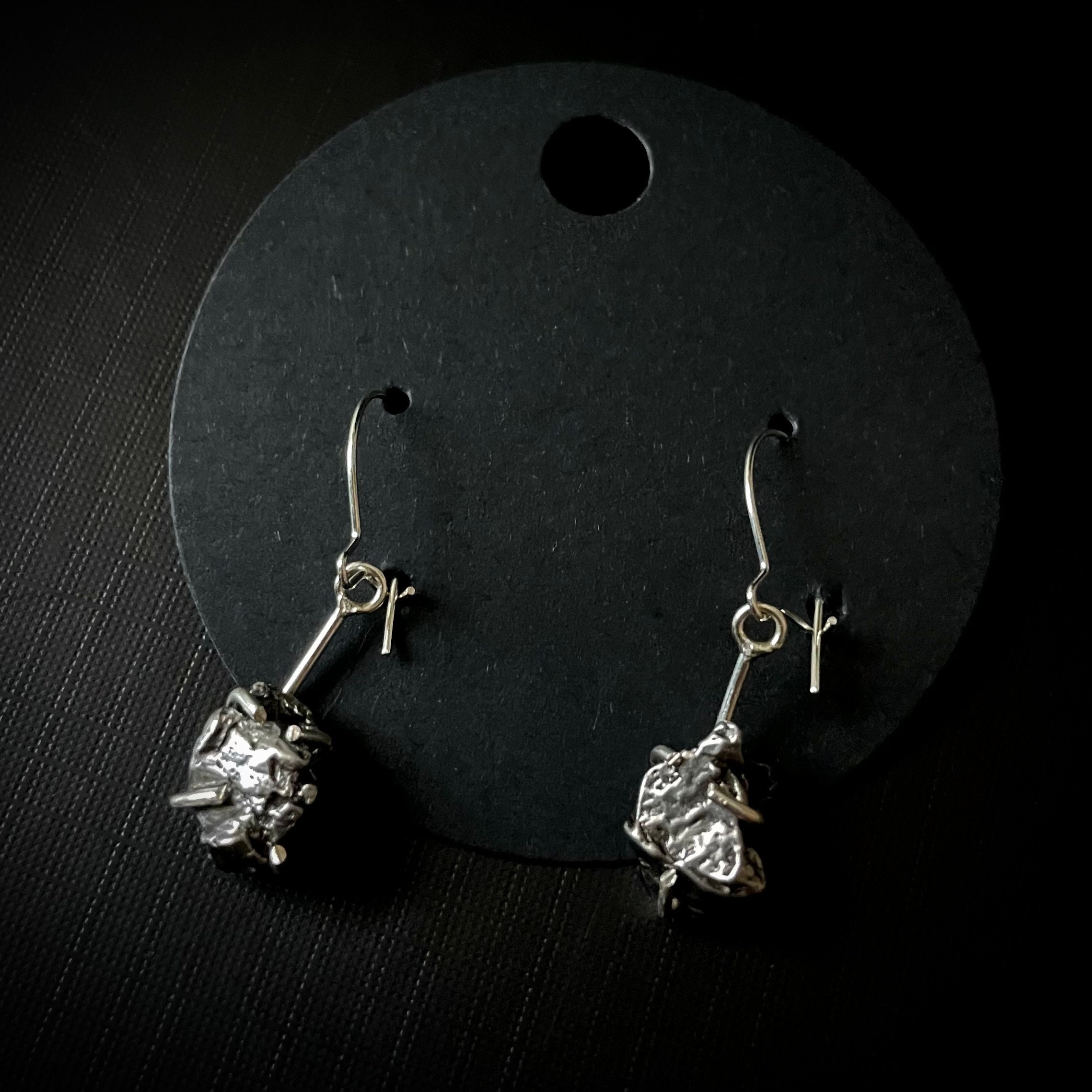 Meteorite Earrings in 925 Sterling Silver, Raw Campo Del Cielo ...