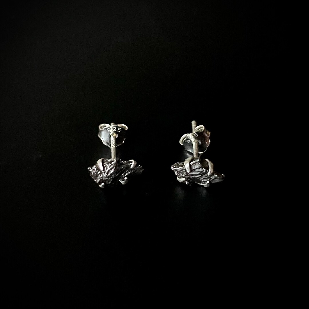 Meteorite Earrings in 925 Sterling Silver, Raw Campo Del Cielo ...