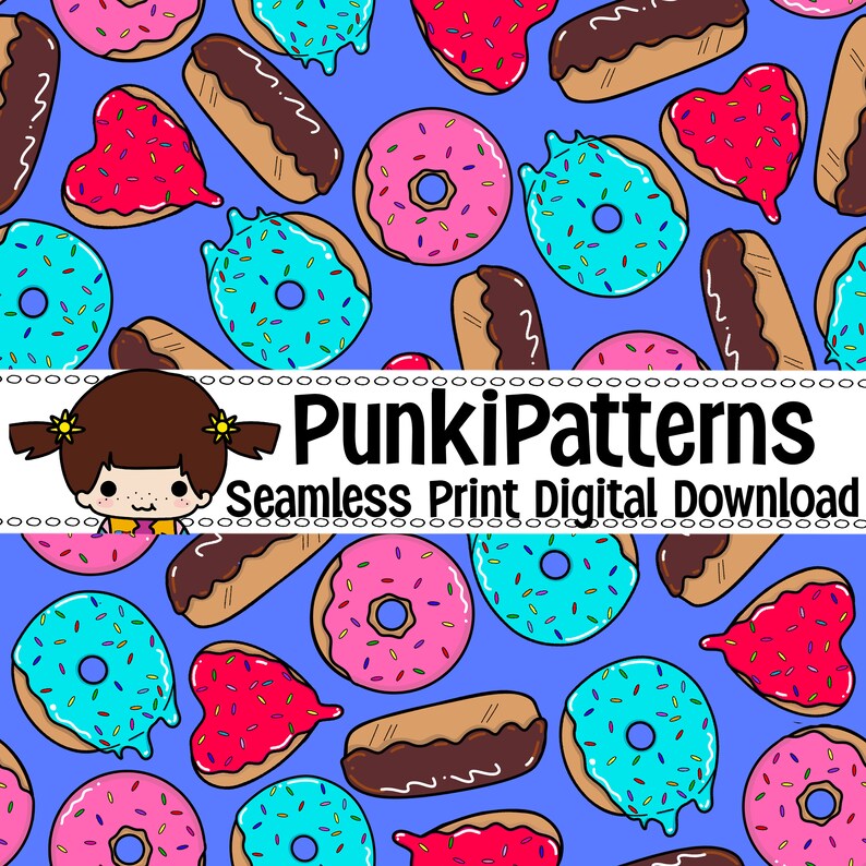 Icing Periwinkle- Donut -frosted - Seamless Digital Pattern - Kawaii ...