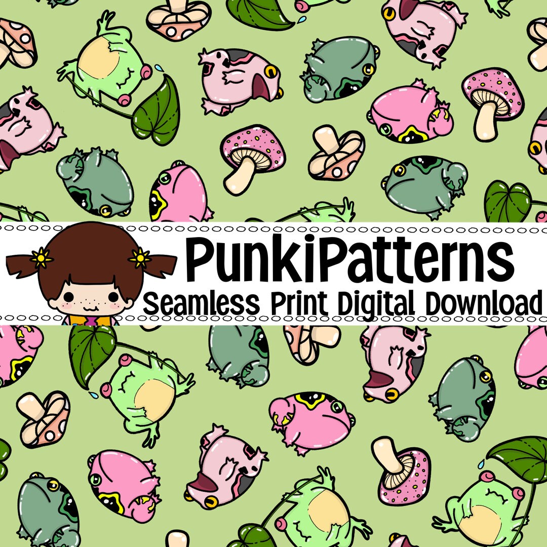 Cool Frogs Green - Froggies - Seamless Digital Pattern -leaf - Digital ...