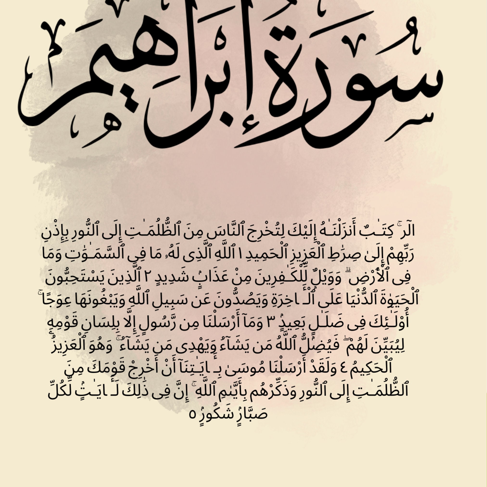 Surah Ibrahim, Islamic Wall Art Print, Holy Quran Poster, Muslim Arabic ...