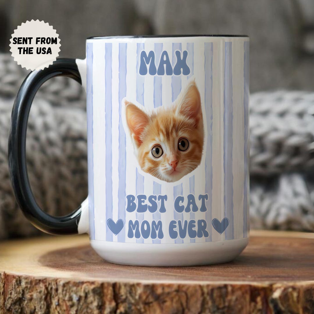 Personalized Cat Mug With Photo, Custom Cat Lover Gift Mug, Cat Mom Mug ...