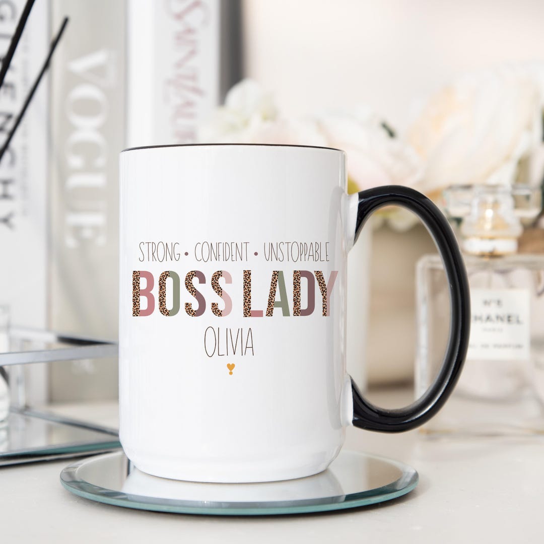Personalized Boss Lady Mug With Name, Leopard Print Office Gift for ...