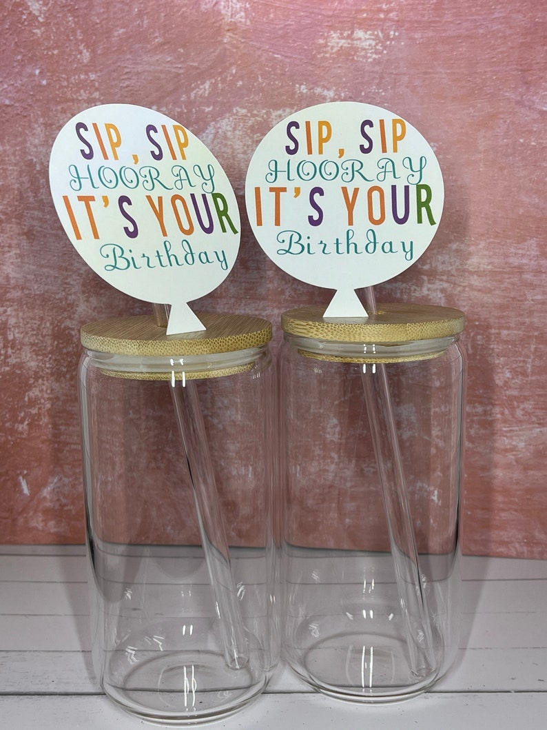 Girlmeets Gift Tags-birthday Balloon for Straws Set of 4 - Etsy