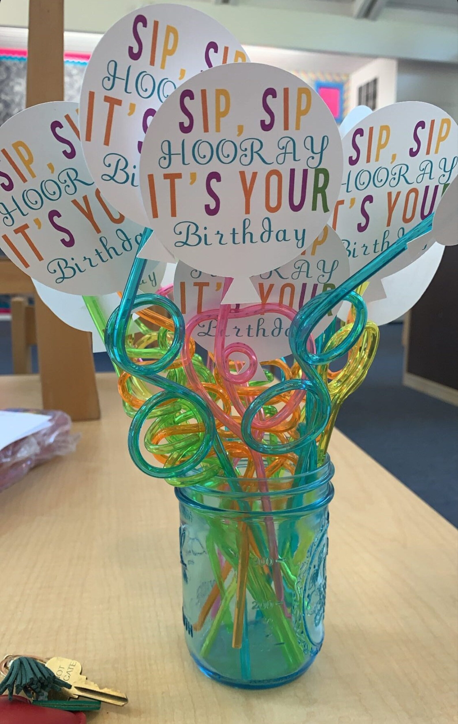 Girlmeets Gift Tags-birthday Balloon for Straws Set of 4 - Etsy