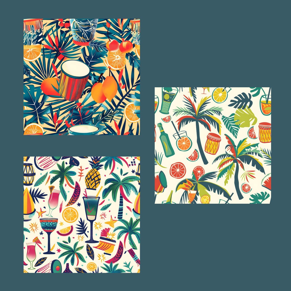 Caribbean Calypso Seamless Pattern: Island Vibes and Tropical Dreams - Etsy