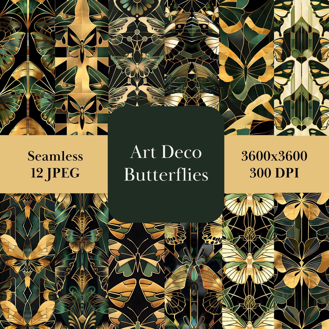 Art Deco Butterflies Seamless Pattern: Perfect for Wallpapers, Fashion ...
