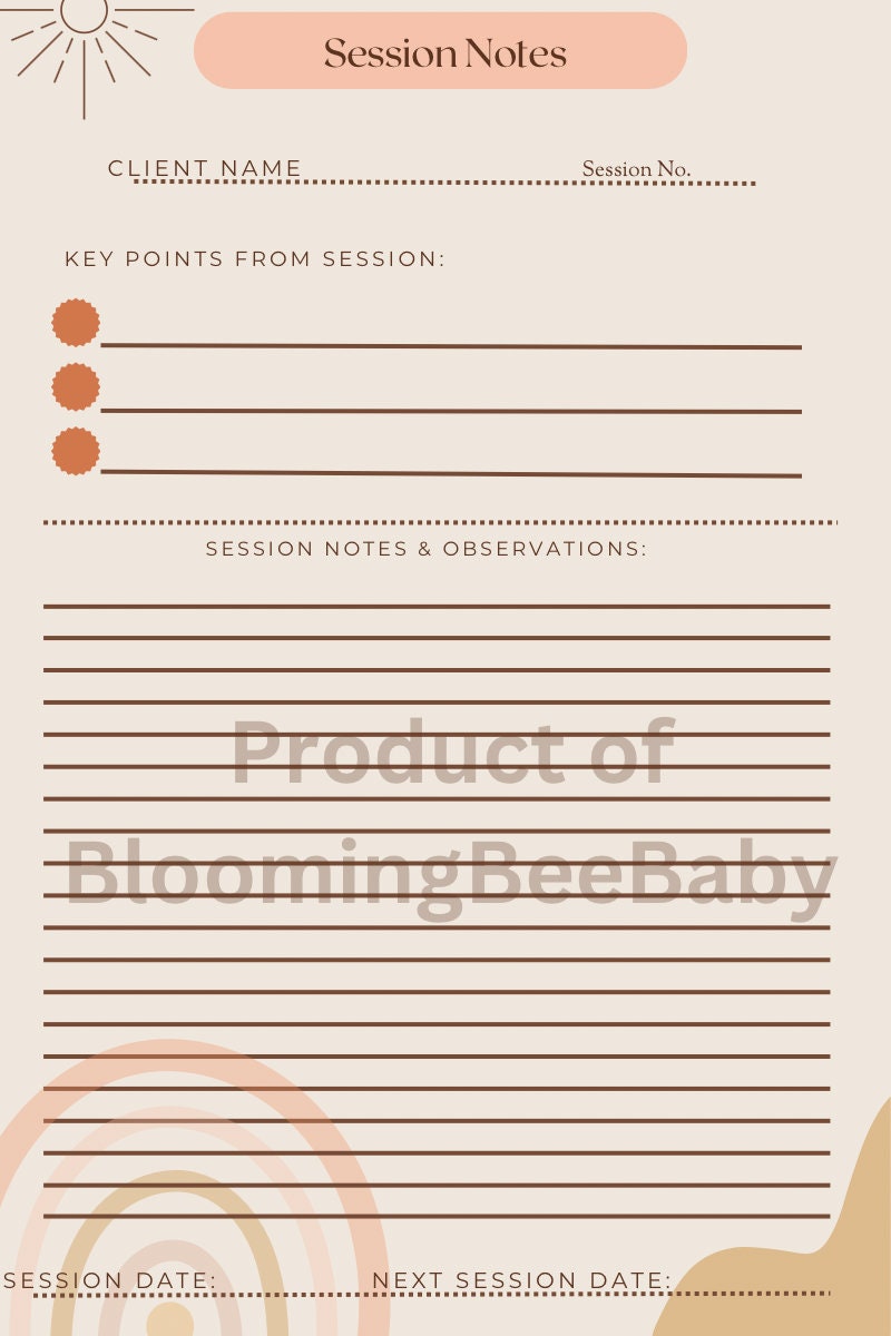 Therapist Note Sheets, Session Sheets, Notes, Therapist Notes Template ...