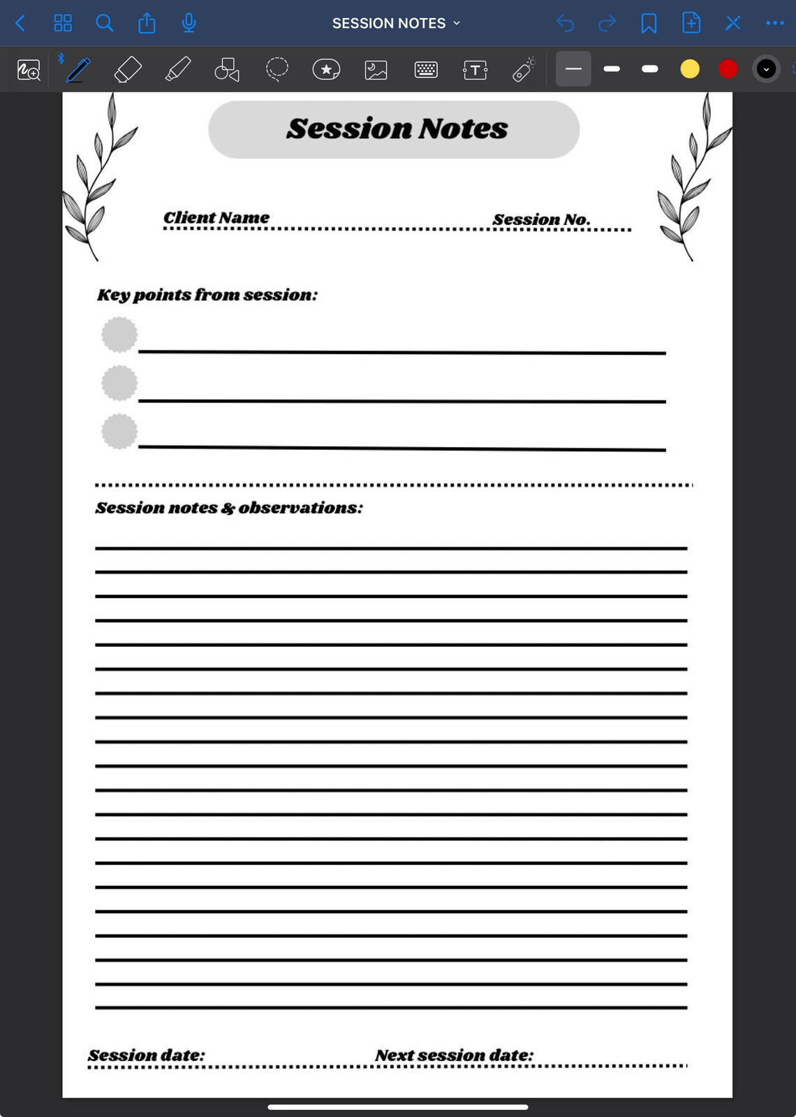 Therapist Note Sheets, Session Sheets, Notes, Therapist Notes Template ...