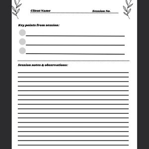 Therapist Note Sheets, Session Sheets, Notes, Therapist Notes Template ...