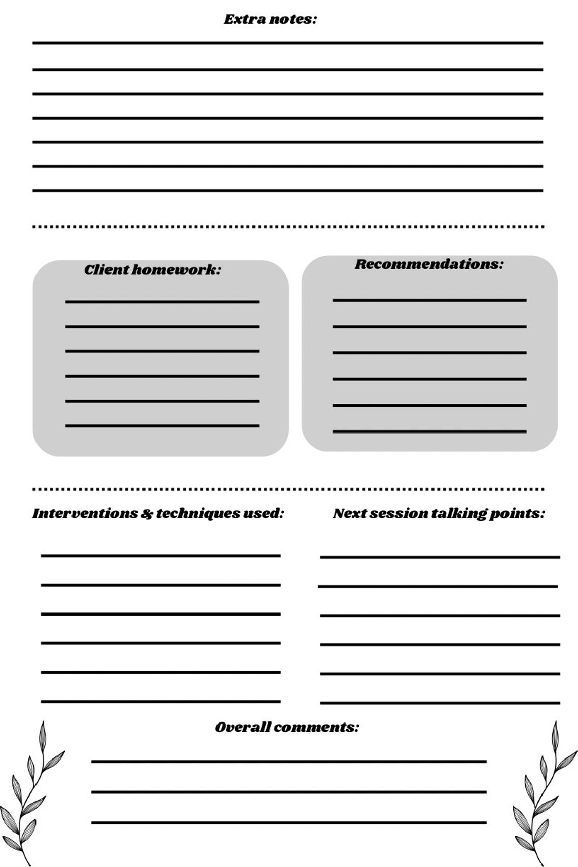 Therapist Note Sheets, Session Sheets, Notes, Therapist Notes Template ...