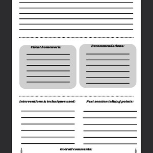 Therapist Note Sheets, Session Sheets, Notes, Therapist Notes Template ...