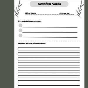 Therapist Note Sheets, Session Sheets, Notes, Therapist Notes Template ...