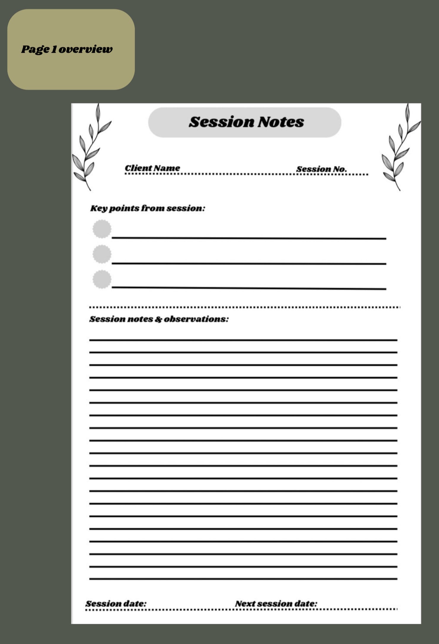 Therapist Note Sheets, Session Sheets, Notes, Therapist Notes Template ...