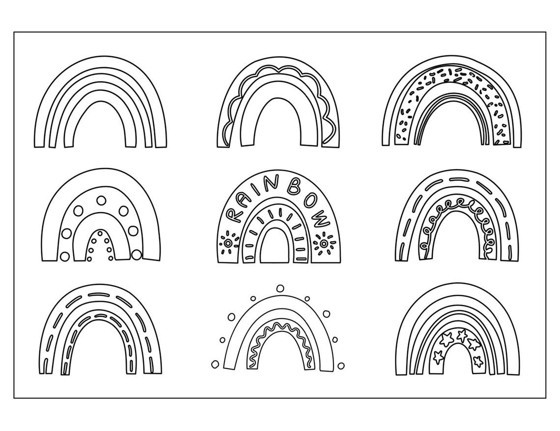 Digital Rainbow Coloring Pages - Etsy