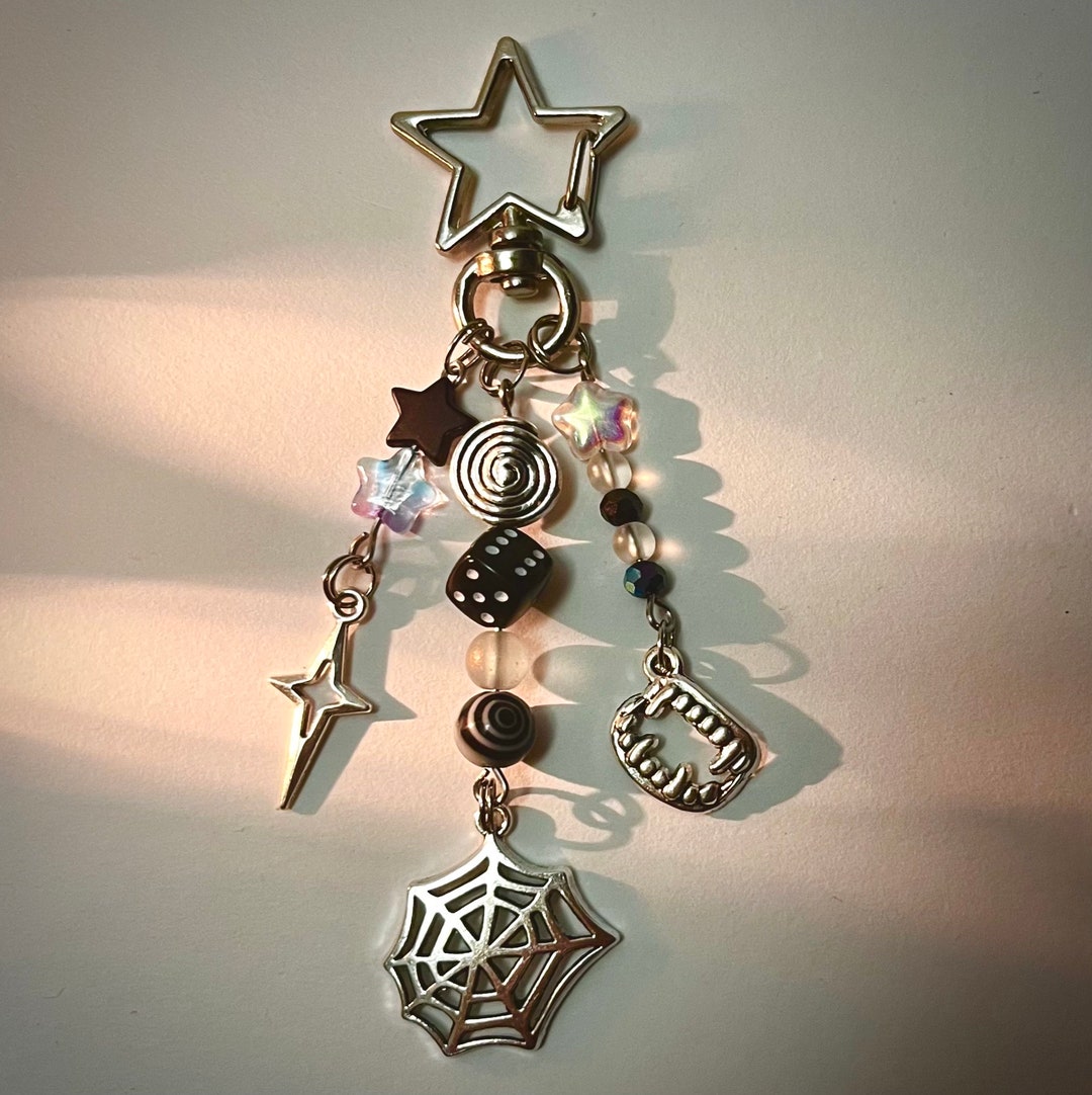 Silver Spider Web Keychain / Bag Charm - Etsy