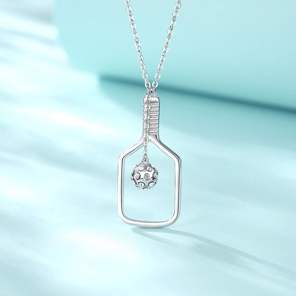 STERLING SILVER & CRYSTAL Pickleball Paddle Necklace - Etsy