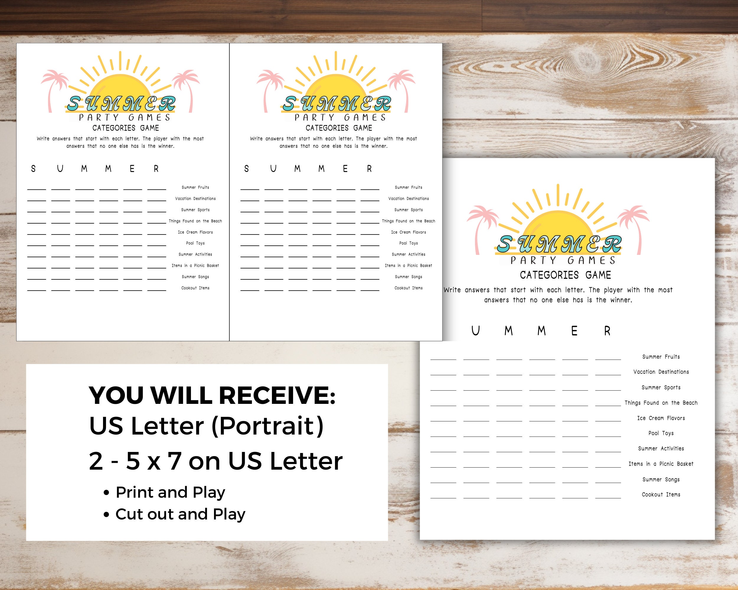 Summer Party Game Bundle | 10 Printable Summer Themed Games | Beach ...
