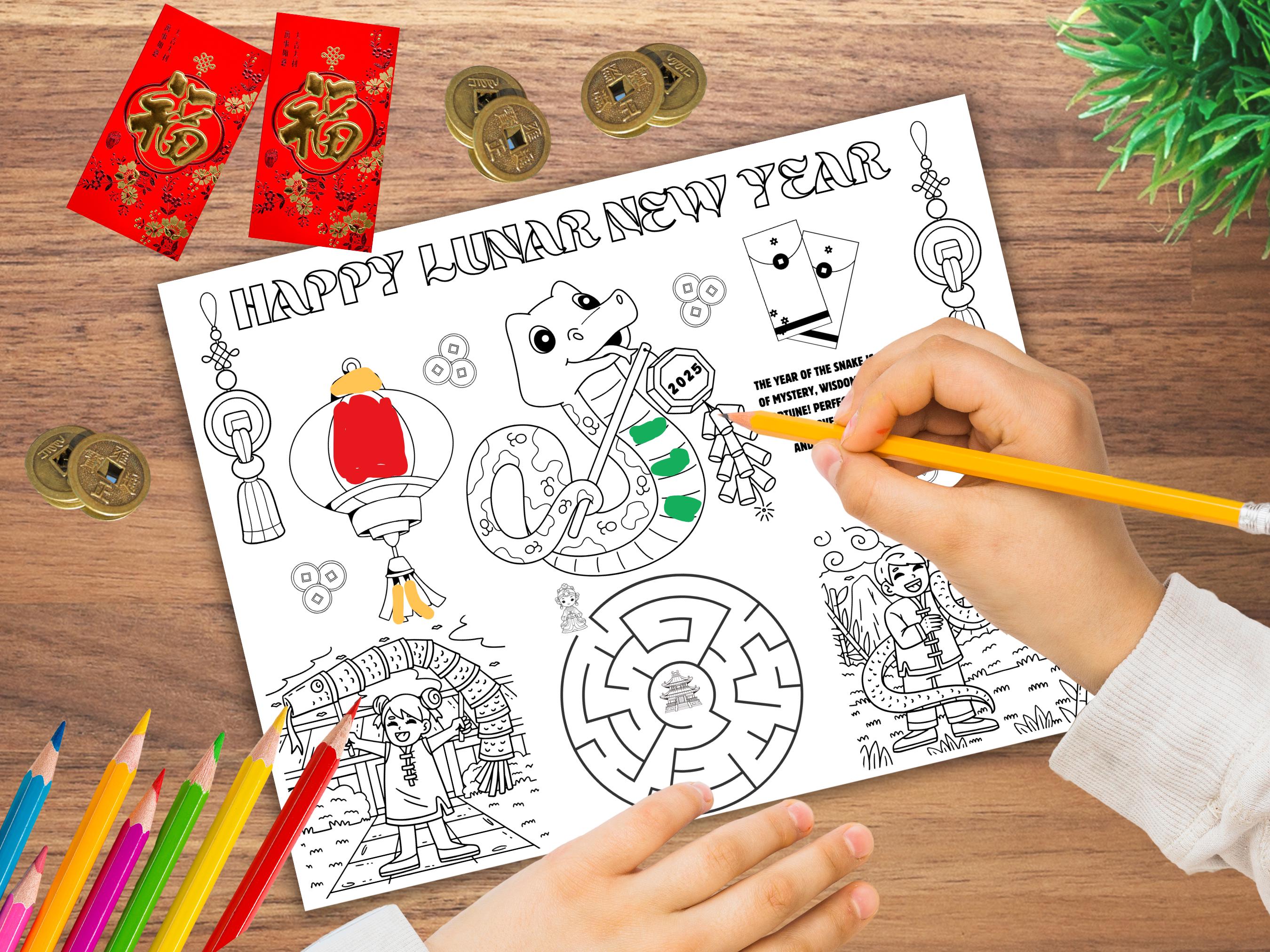 Chinese New Year Coloring Page, Lunar New Year Coloring Pages, Year of ...