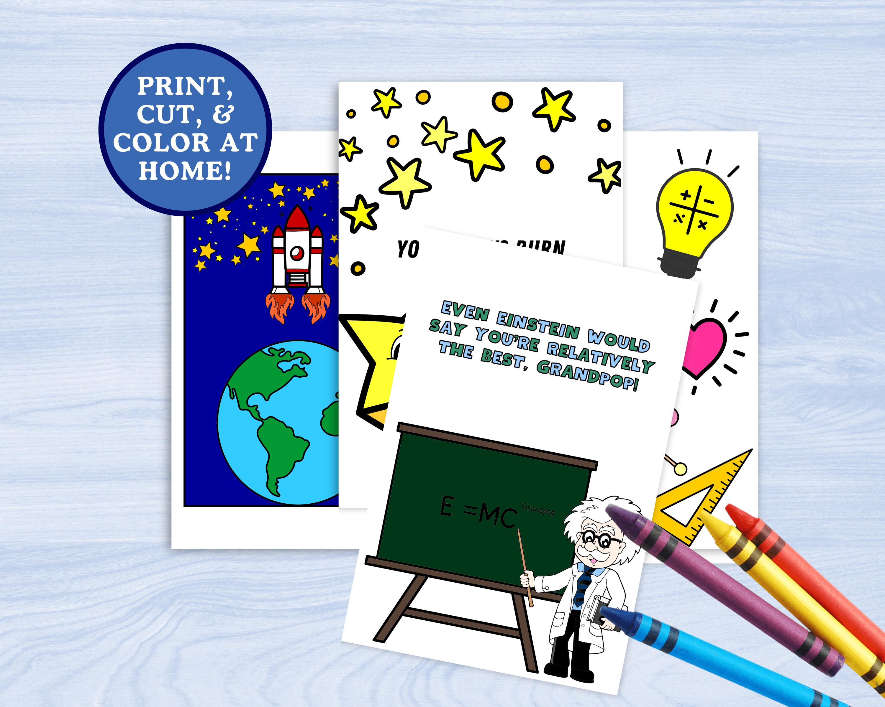 Father's Day Coloring Cards for Grandpa, Printable DIY Father's Day ...