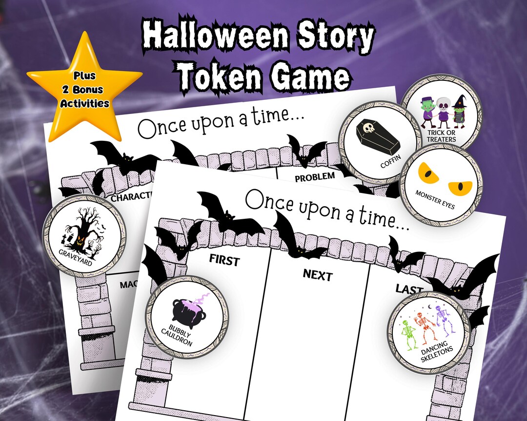 Halloween Story Token Game for Kids, Halloween Story Telling Printable ...