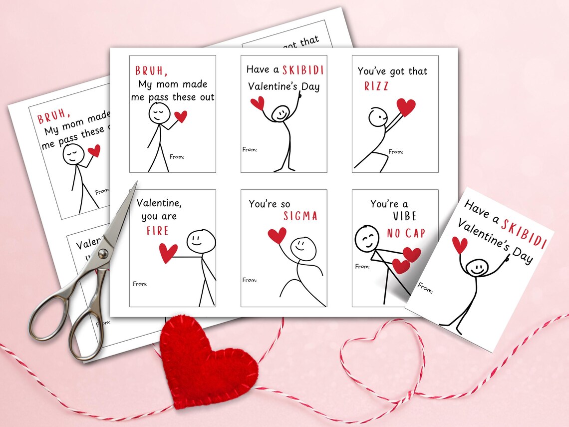 Slang Kids Valentine's Day Cards, Funny Printable Classroom Valentine's ...