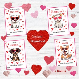 Printable Dog Valentine's Day Cards, Classroom Valentine's Day Cards ...