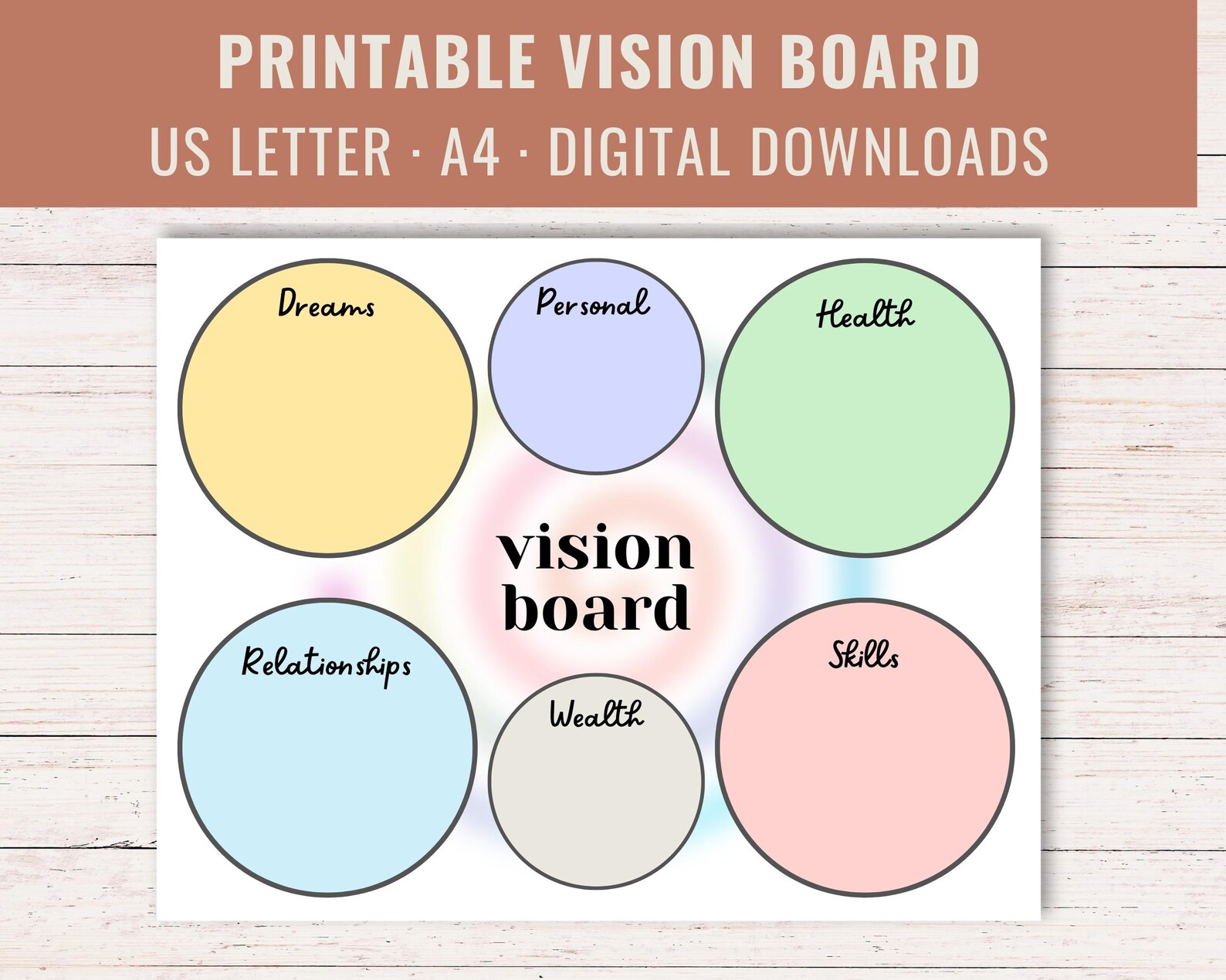 Printable Vision Boards, Motivational Vision Board Planner, 2025 Dream ...