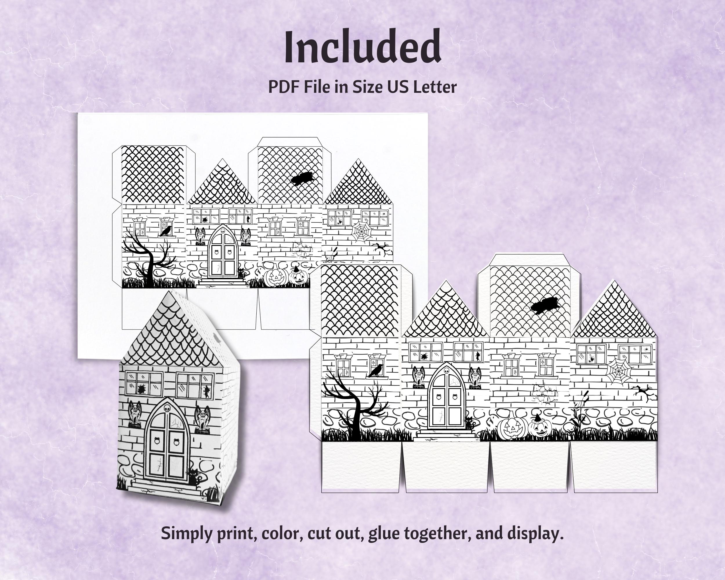 Halloween House Printable for Kids, 3D Haunted House Paper Craft ...