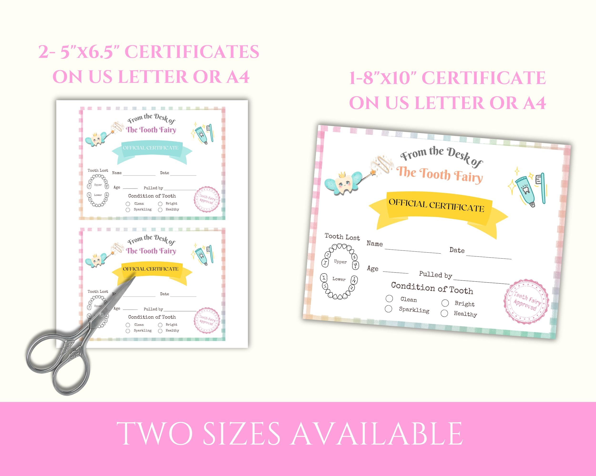 Tooth Fairy Certificate, My First Tooth Certificate, Tooth Fairy Note ...