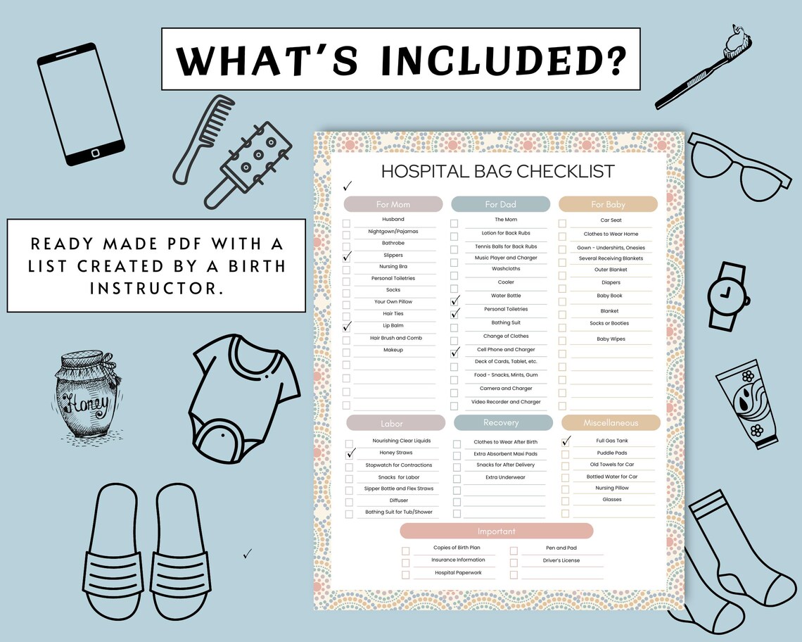 Hospital Bag Packing Checklist | Labor and Delivery Packing List ...