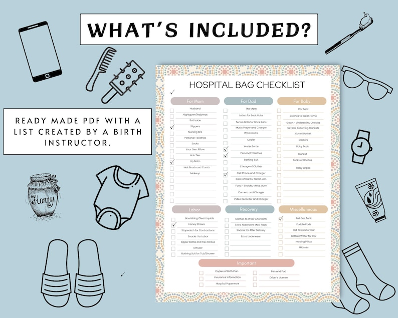 Hospital Bag Packing Checklist | Labor and Delivery Packing List ...