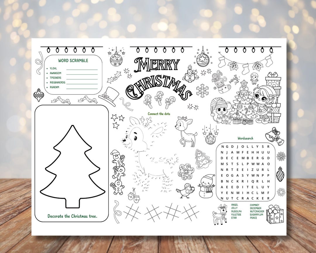 Christmas Activity Placemat, Printable Christmas Placemats, Christmas ...