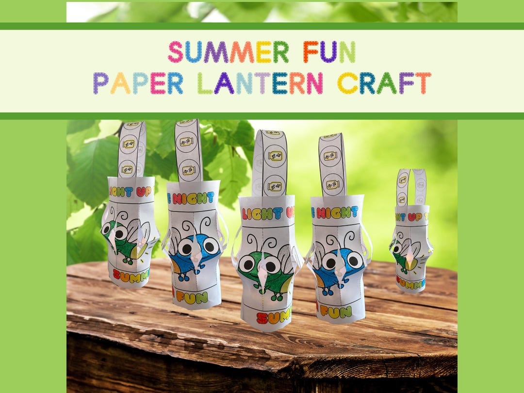 Summer Lantern Coloring Craft, Coloring Page, Lightning Bug Paper Craft ...