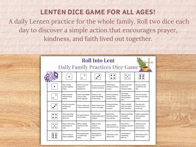 Daily Family Practices Dice Game, Lenten Activities for Families ...