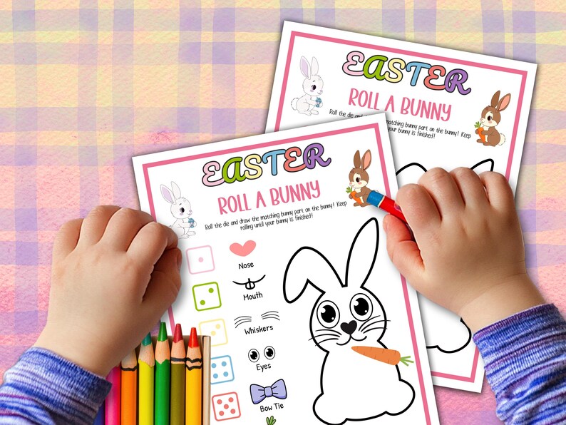 Roll a Bunny Easter Dice Game, Roll and Draw Bunny Game for Kids ...