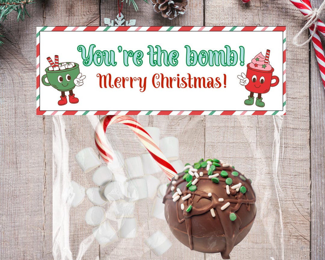 Printable Cocoa Bomb Treat Bag Toppers | Christmas Party Favor ...