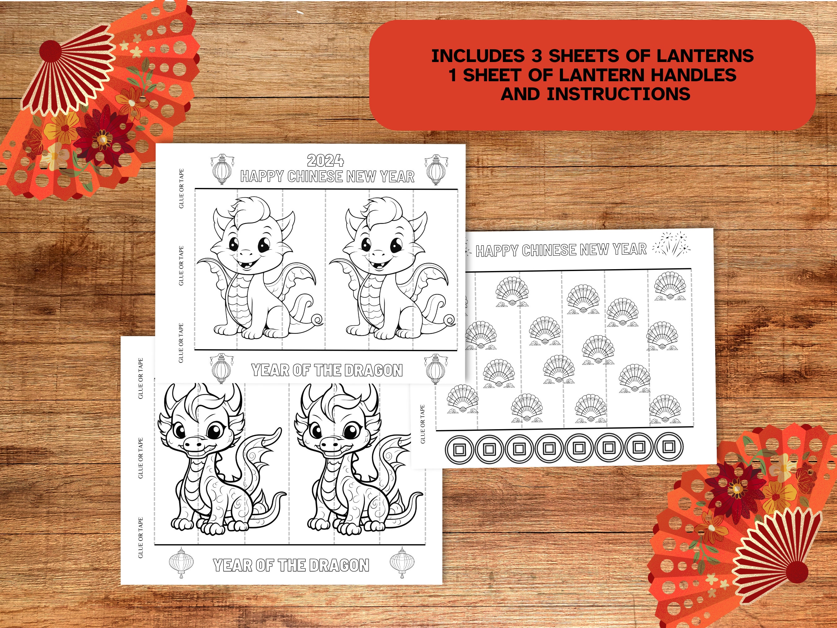 Chinese New Year Lantern Craft, Coloring Page, Lunar New Year, Year of ...