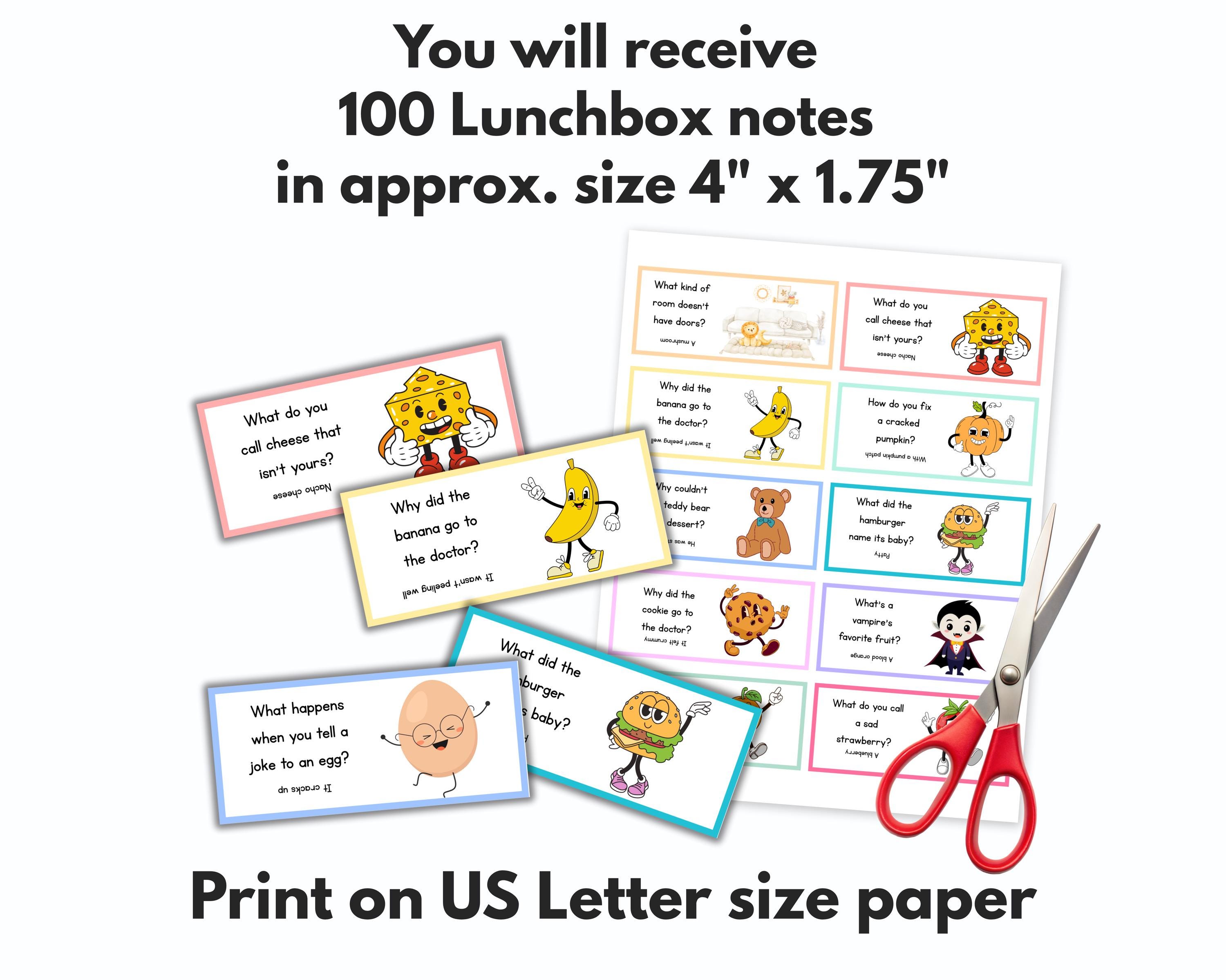 100 Lunch Box Jokes for Kids | Printable Lunchbox Notes | Funny Notes ...