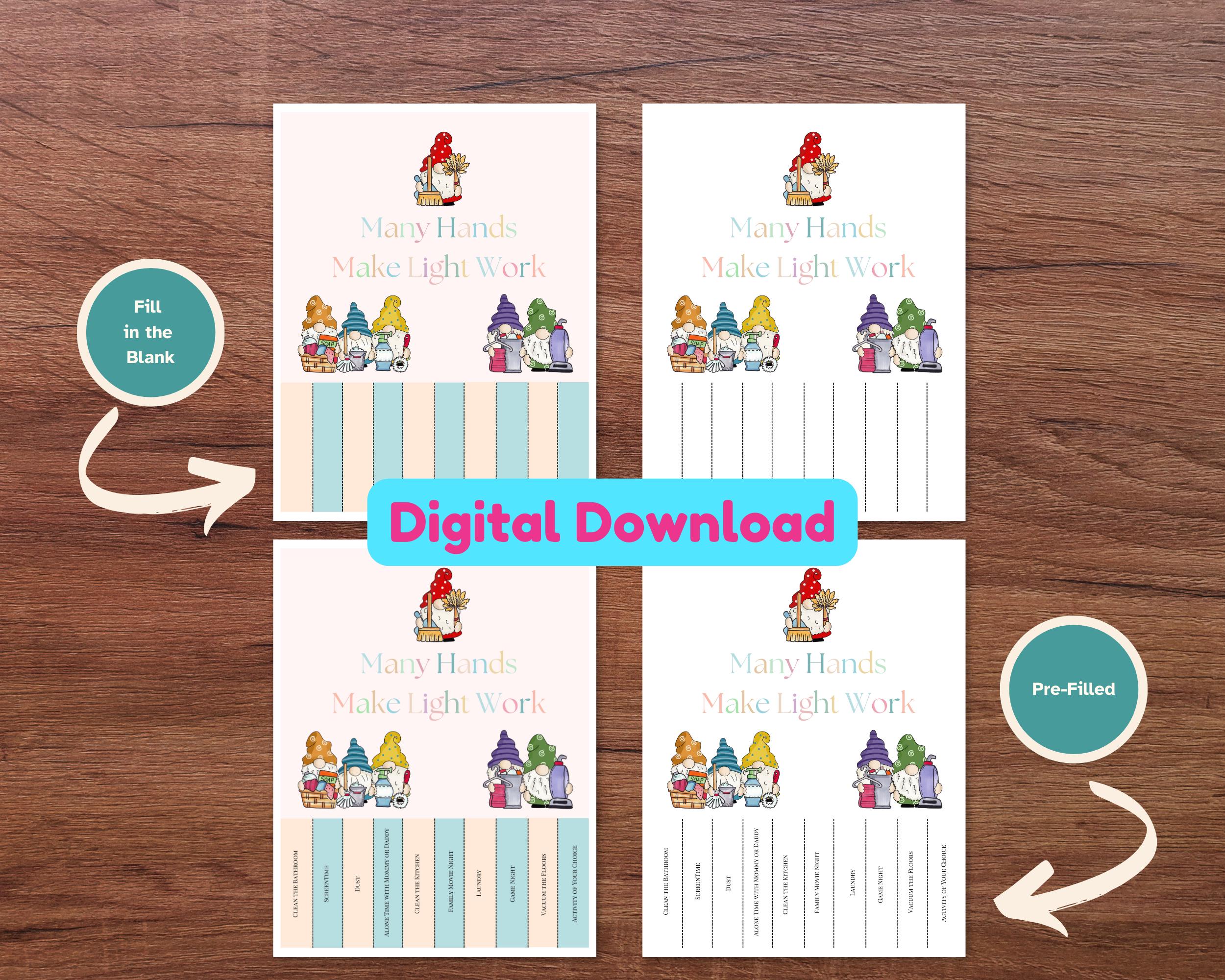 Kids Chore Chart and Reward System, Responsibility Printable, to Do ...