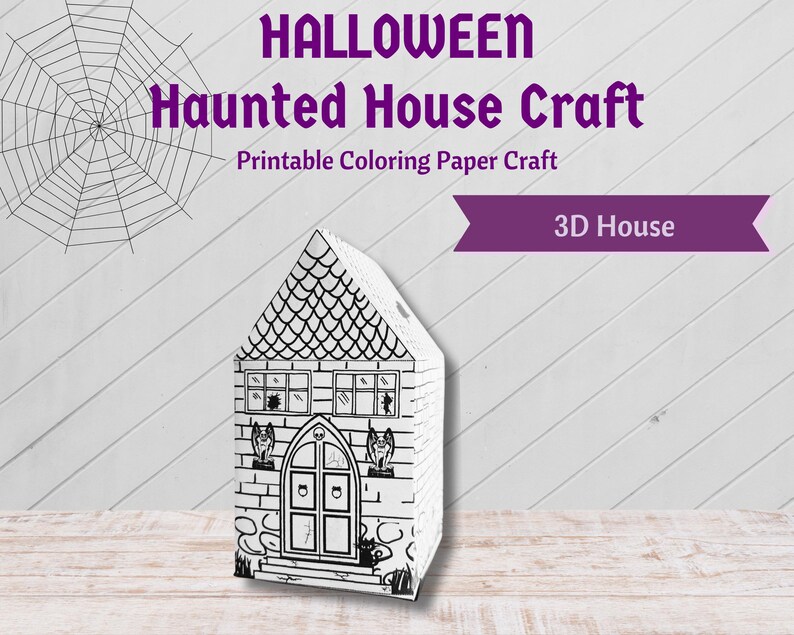 Halloween House Printable for Kids, 3D Haunted House Paper Craft ...