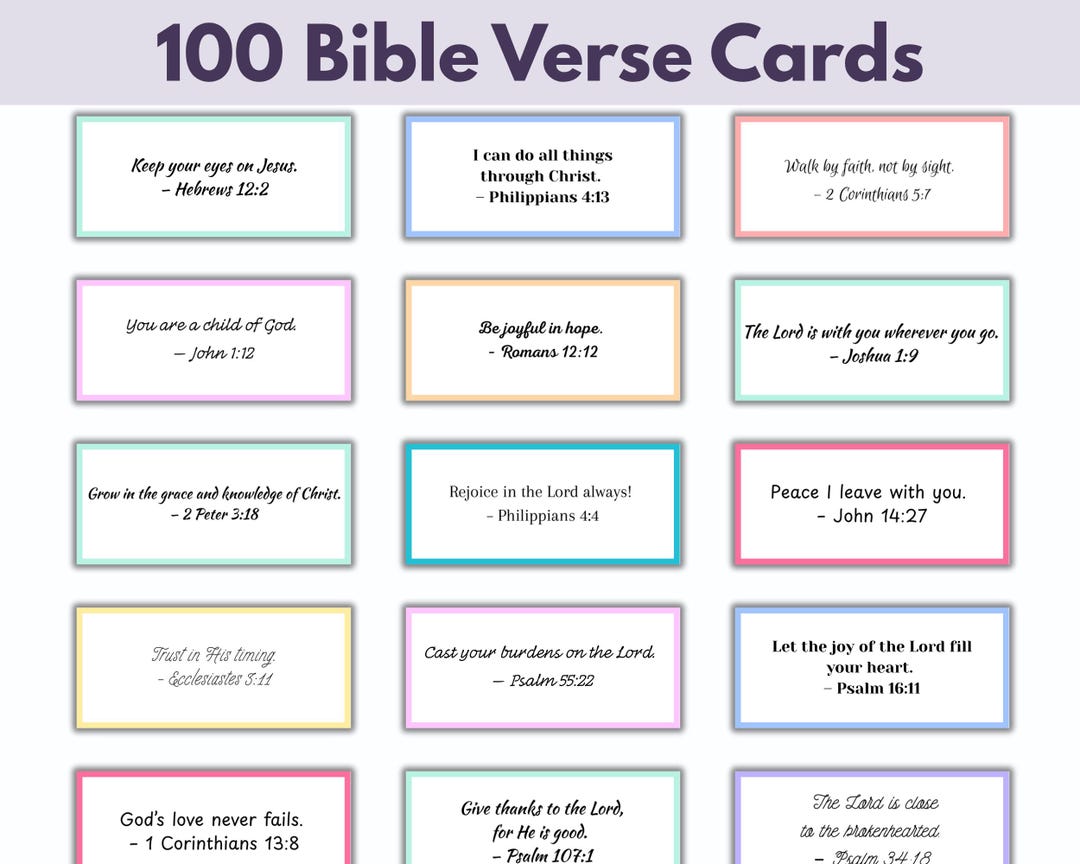 100 Bible Verse Cards Printable | Inspirational Scripture Cards ...
