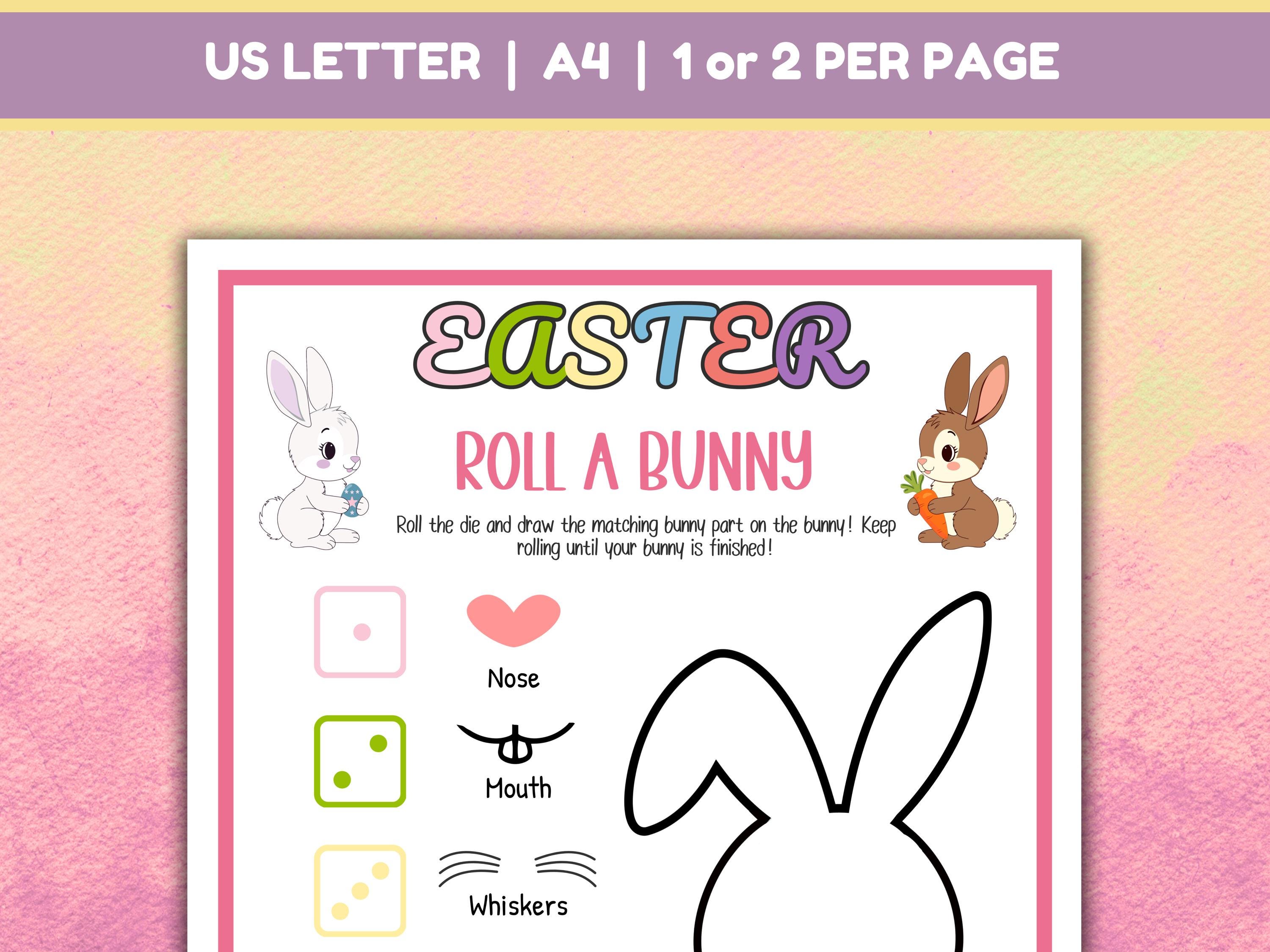 Roll a Bunny Easter Dice Game, Roll and Draw Bunny Game for Kids ...