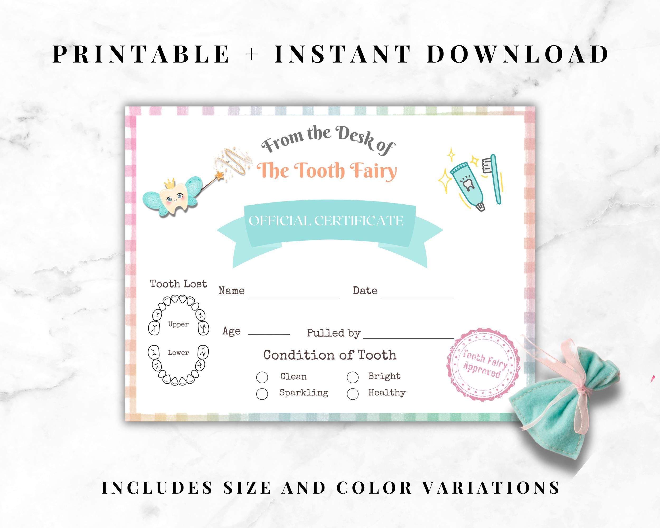Tooth Fairy Certificate, My First Tooth Certificate, Tooth Fairy Note ...