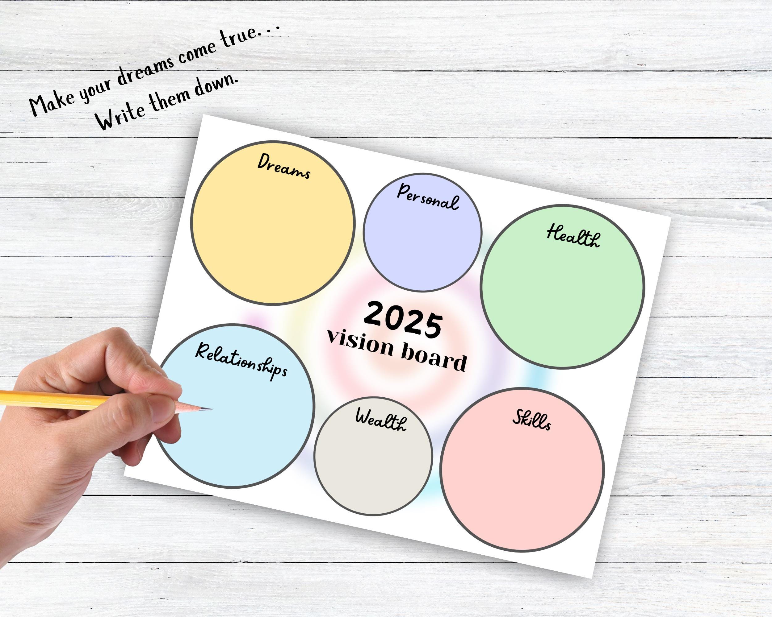 Printable Vision Board, Motivational Vision Board Planner, Goal Planner ...