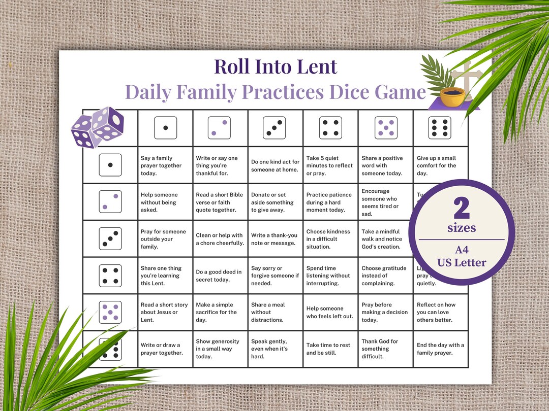 Daily Family Practices Dice Game, Lenten Activities for Families ...