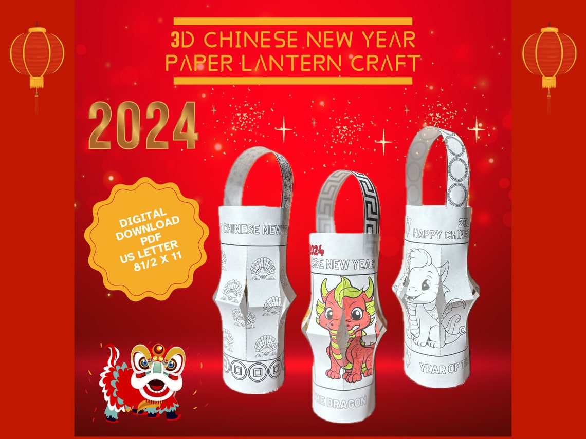 Chinese New Year Lantern Craft, Coloring Page, Lunar New Year, Year of ...